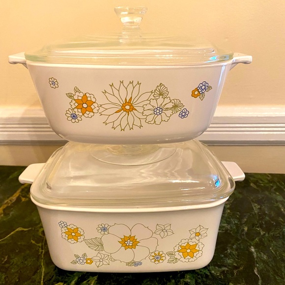 Corningware | Kitchen | Vintage Corning Ware Daisy Floral Bouquet With ...